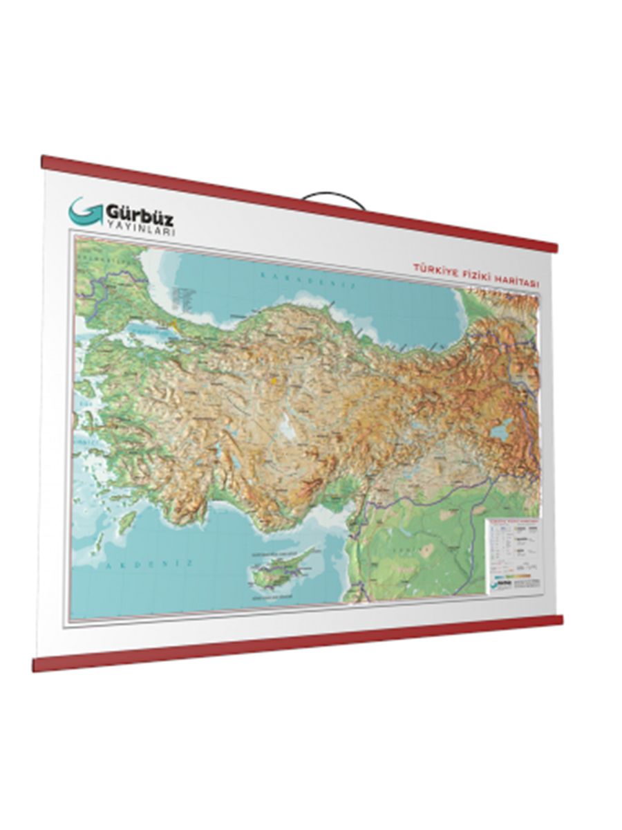 Fiziki Harita Panda Turkiye Siyasi + Fiziki Citali Harita 70x100